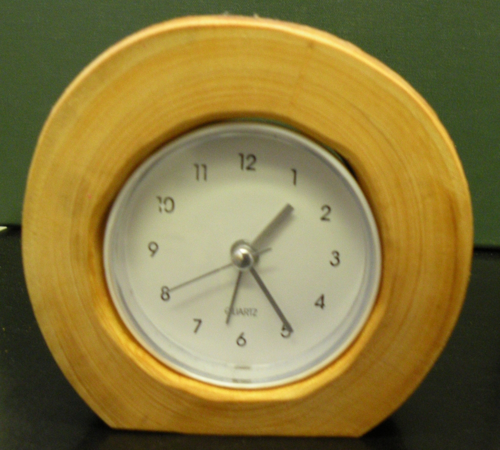 Hand-Crafted, Small Wooden Clock